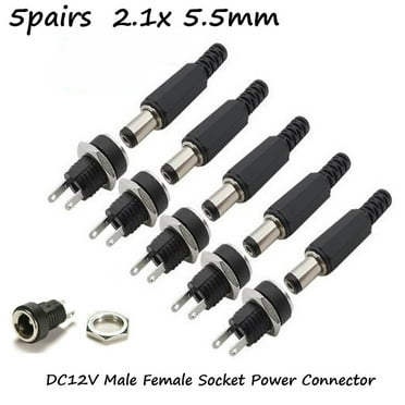 Guy-Tech 10 Pairs 12V Male+Female 2.1x5.5MM DC Power Jack Plug Adapter ...