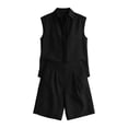 yardsong Womens Two Piece Business Sets Sleeveless Collared Button ...