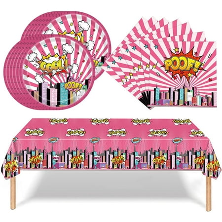 Superhero Party Tableware Set,Includes 20 Paper Plates - 20 Napkin - 1 ...
