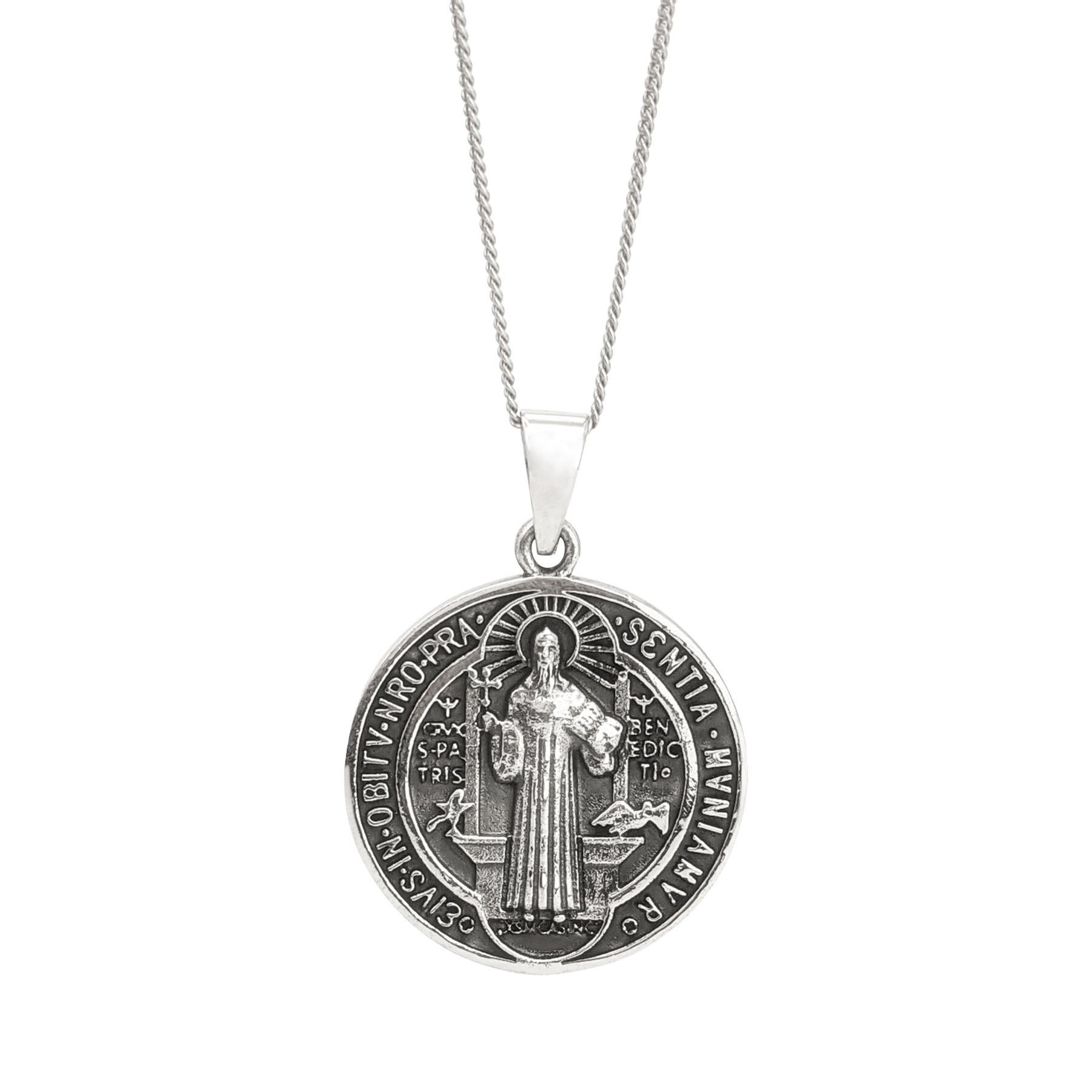 81stgeneration Unisex 925 Sterling Silver Large Coin St. Benedict ...