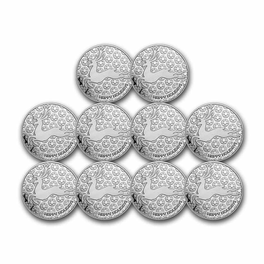 1 oz Silver Round - Reindeer (Walmart Exclusive) Lot of 10 Rounds ...