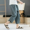 Summer Cropped Trousers Mens Thin Casual Pants Loose Large Size Harem