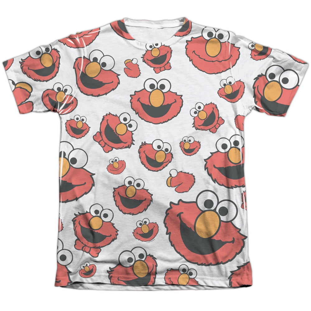 Sesame Street - Elmo Face Pattern - Short Sleeve Shirt - Large ...
