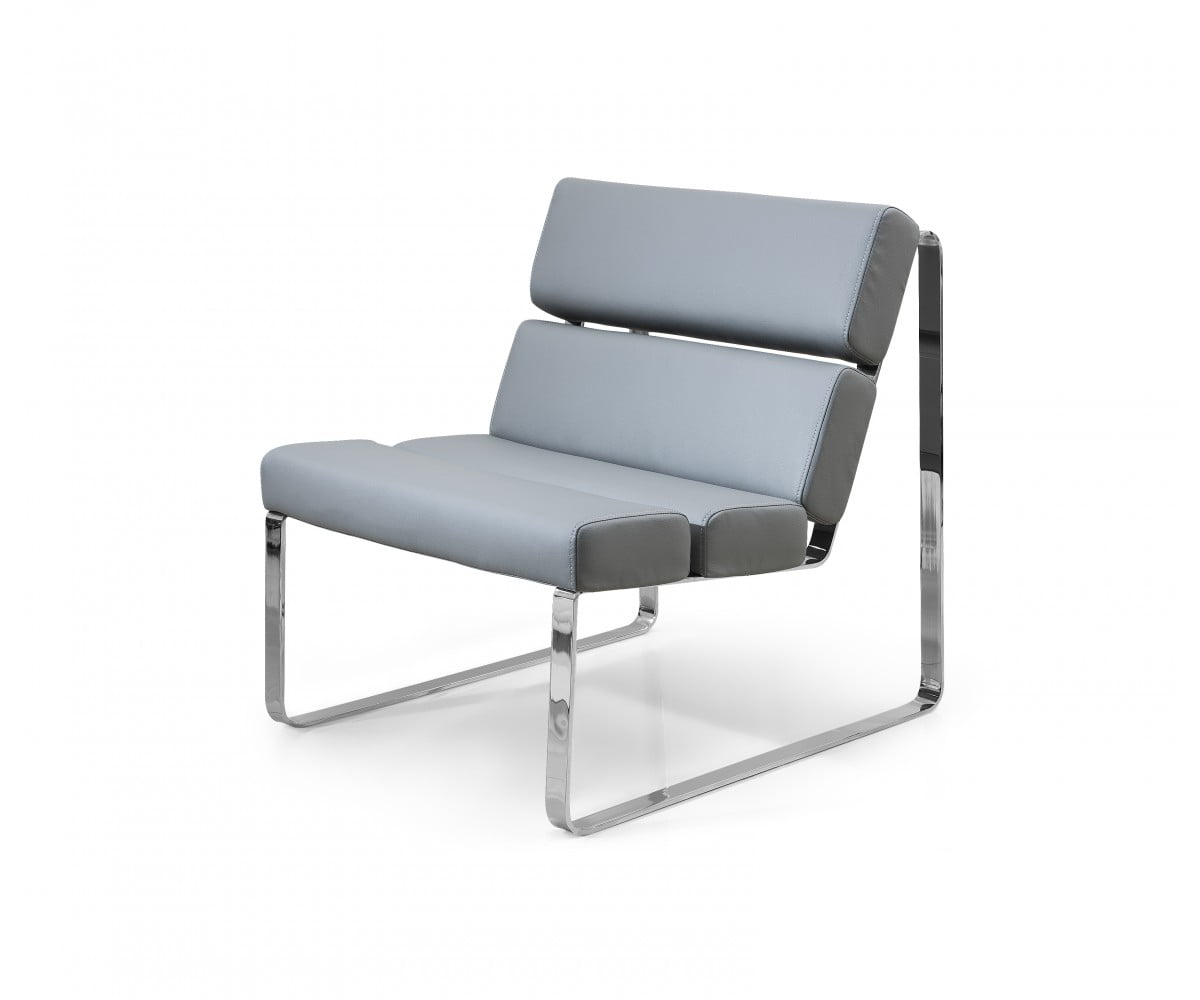 Whiteline Modern Living Gray Angel Contemporary Faux Leather Chrome ...