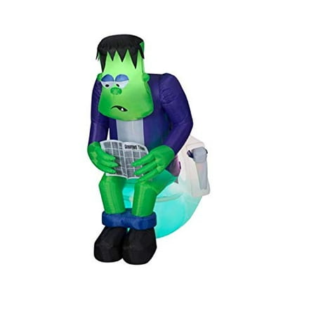 Gemmy 6 ft. Halloween Inflatable Surprise Monster Toilet Scene with ...