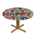 Ulloord Fitted Tablecloth for Round Table,Happy Birthday Cake Table ...