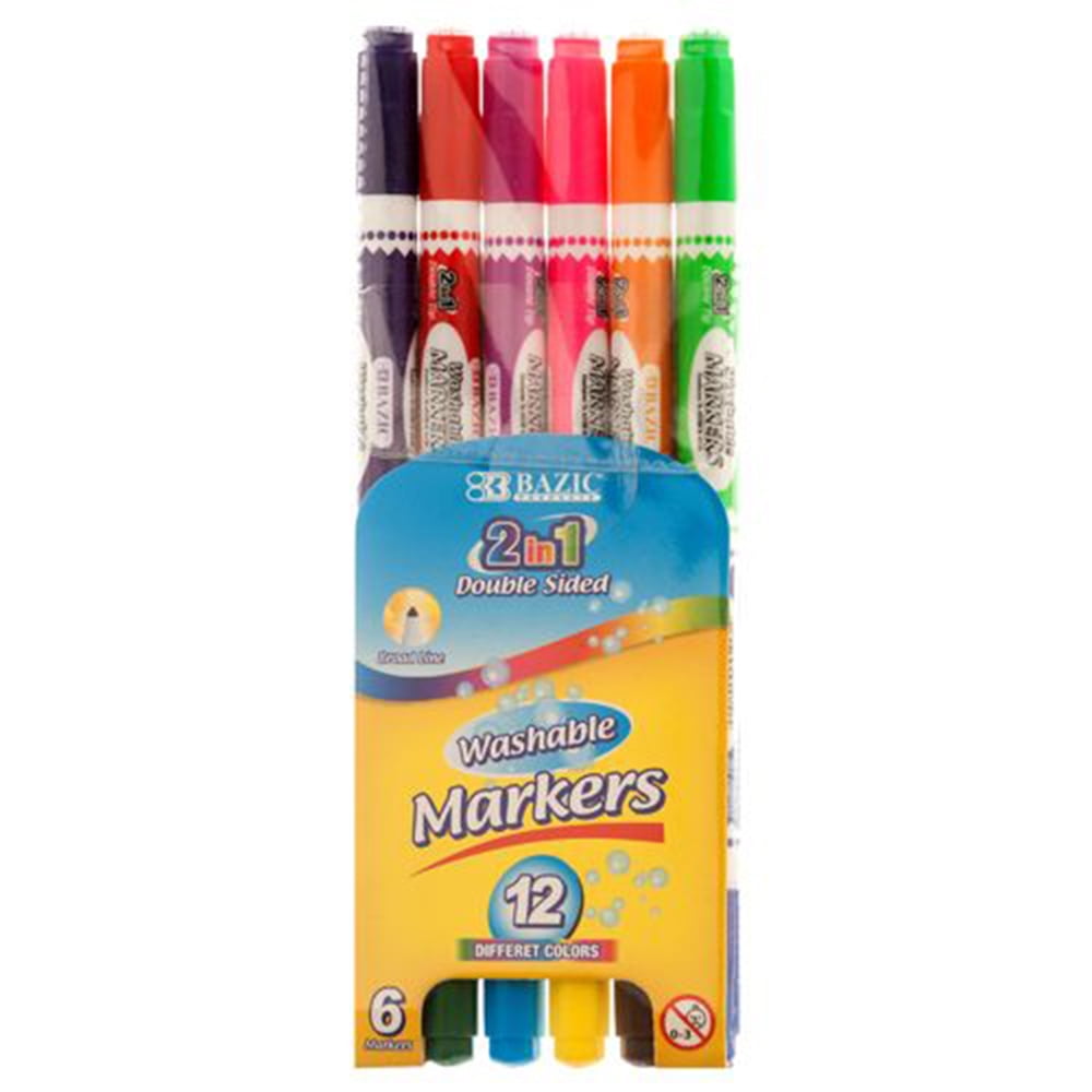 Bazic Markers 6 Piece Washable Double Side by Bazic | Walmart Canada