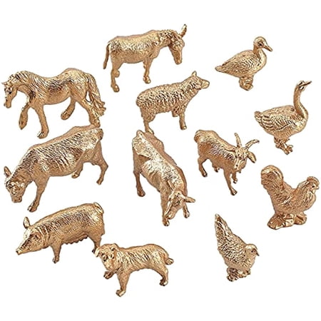 jiota Animal Figurines Toys, Metallic Gold Plastic Terrestrial Animal ...