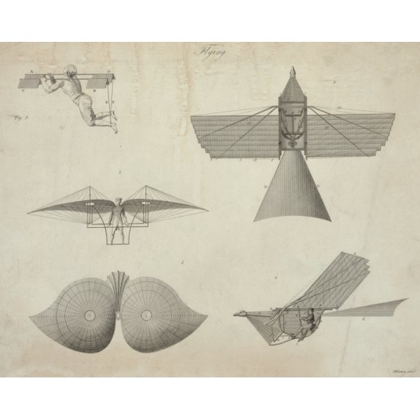 Print: Flying, circa 1830 - Walmart.com