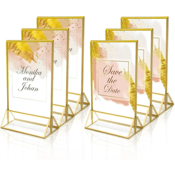 Homso 4x6 Sign Holder with Gold Borders and Stable Vertical Stand, 6 ...
