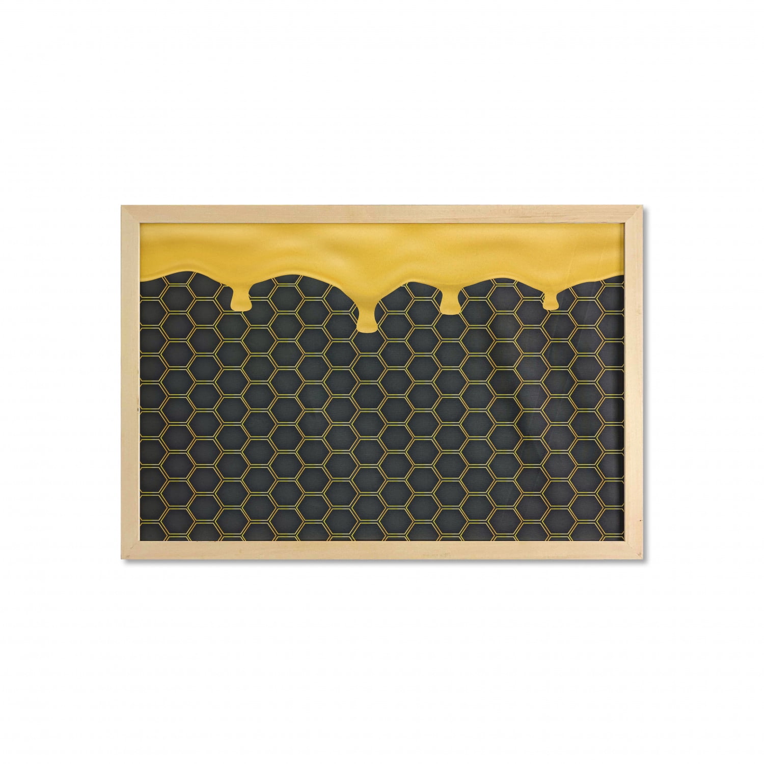 Honey Wall Art with Frame, Illustration of Honeycomb Hexagons Dripping ...