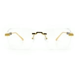 Retro Gangster Rapper Luxury Clear Lens Rimless Rectangle Fashion ...