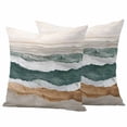 Abstract Wave Outdoor Throw Pillow Covers Set of 2, Lines Green White ...
