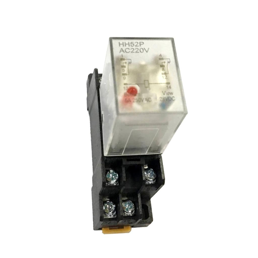 2 HH52P DPDT 8 Pin General Purpose Power Relay With Socket Base , Temperature Range:-55~+70 ...