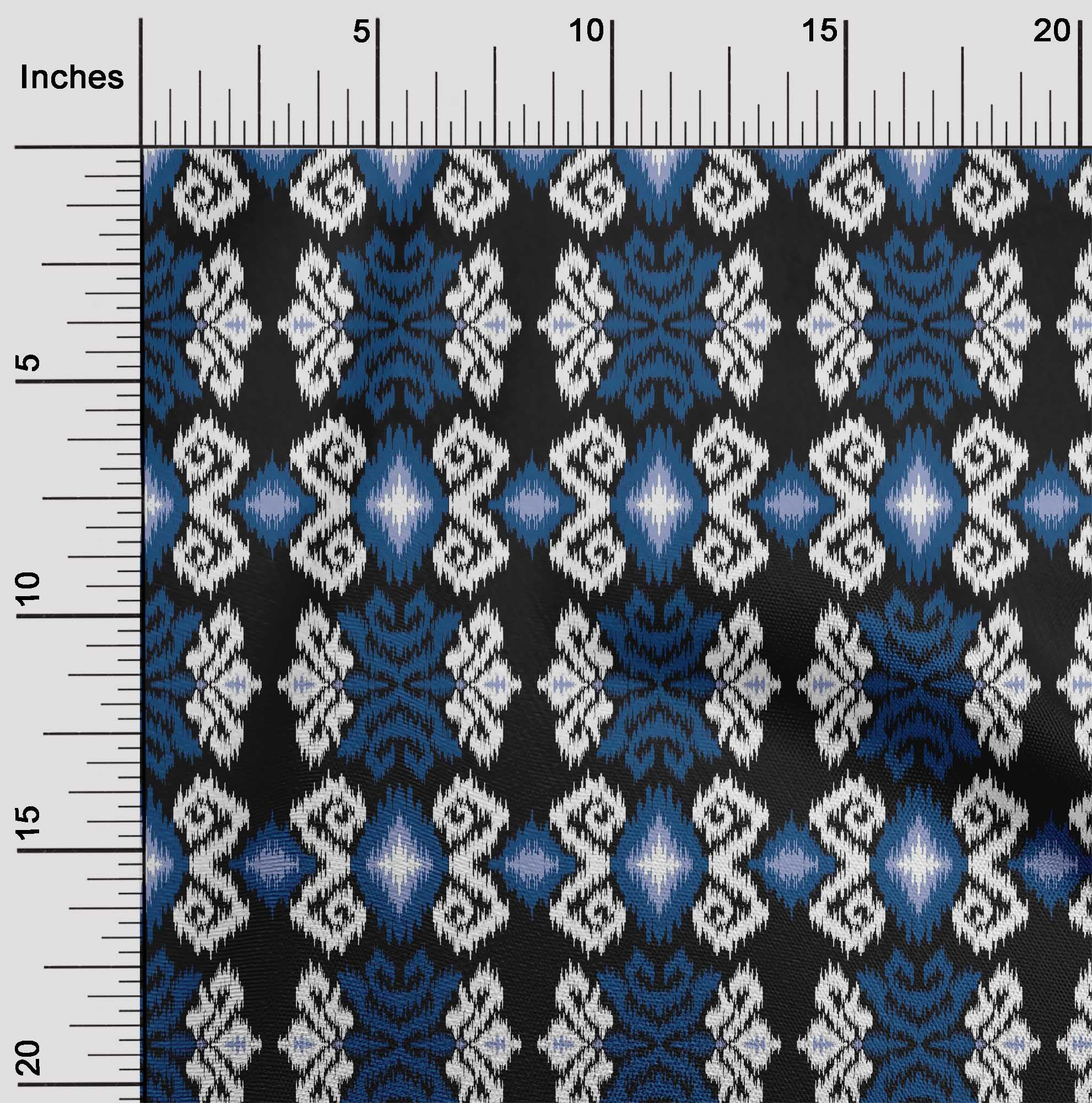 oneOone Organic Cotton Poplin Twill Fabric Diamond & Swirl Ikat Print ...