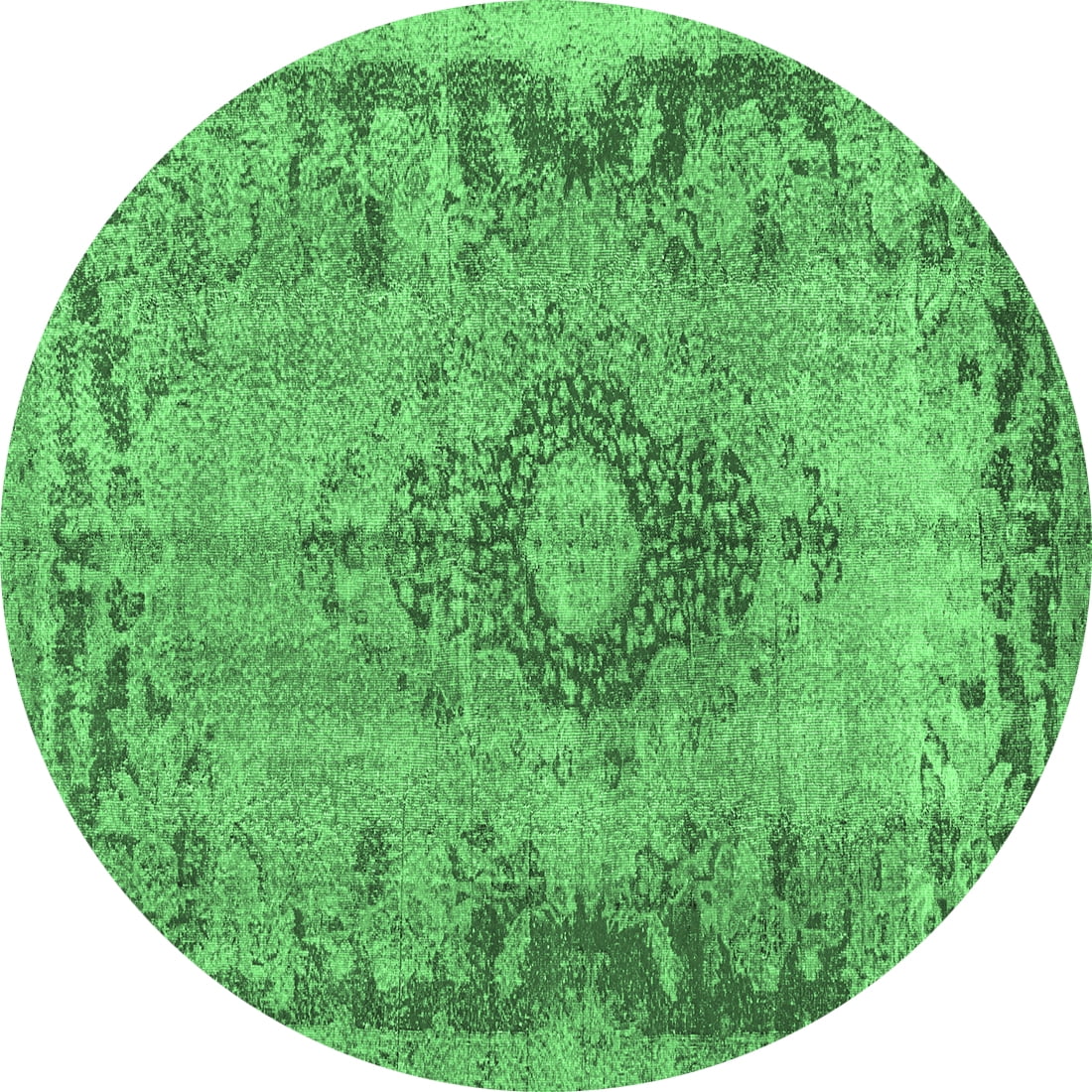 Ahgly Company Indoor Round Medallion Emerald Green Traditional Area ...