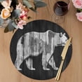 Black White Bear Round 13 Inch Placemats Set of 6, Farmhouse Country ...