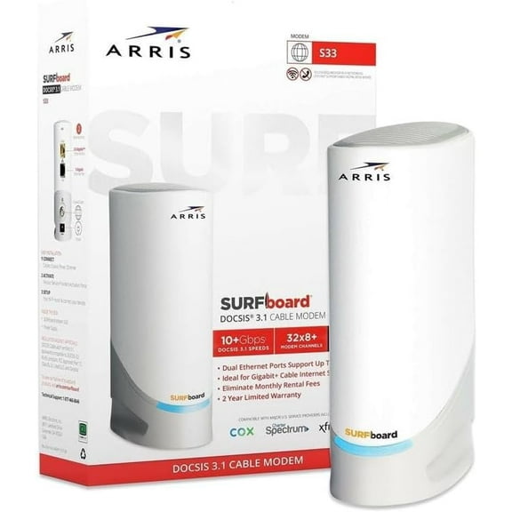 ARRIS S33 Surfboard - DOCSIS 3.1 Multi-Gigabit Cable Modem Compatible ...