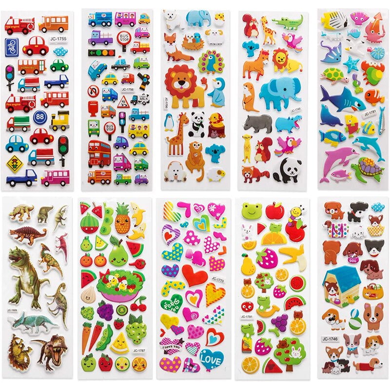 Diffetent 3D Stickers for Kids Toddlers Puffy Stickers Variety Pack for ...