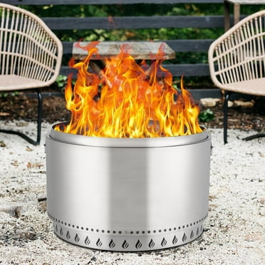 Zimtown 19 Inch Large Smokeless Fire Pit with Stand Portable Stainless ...