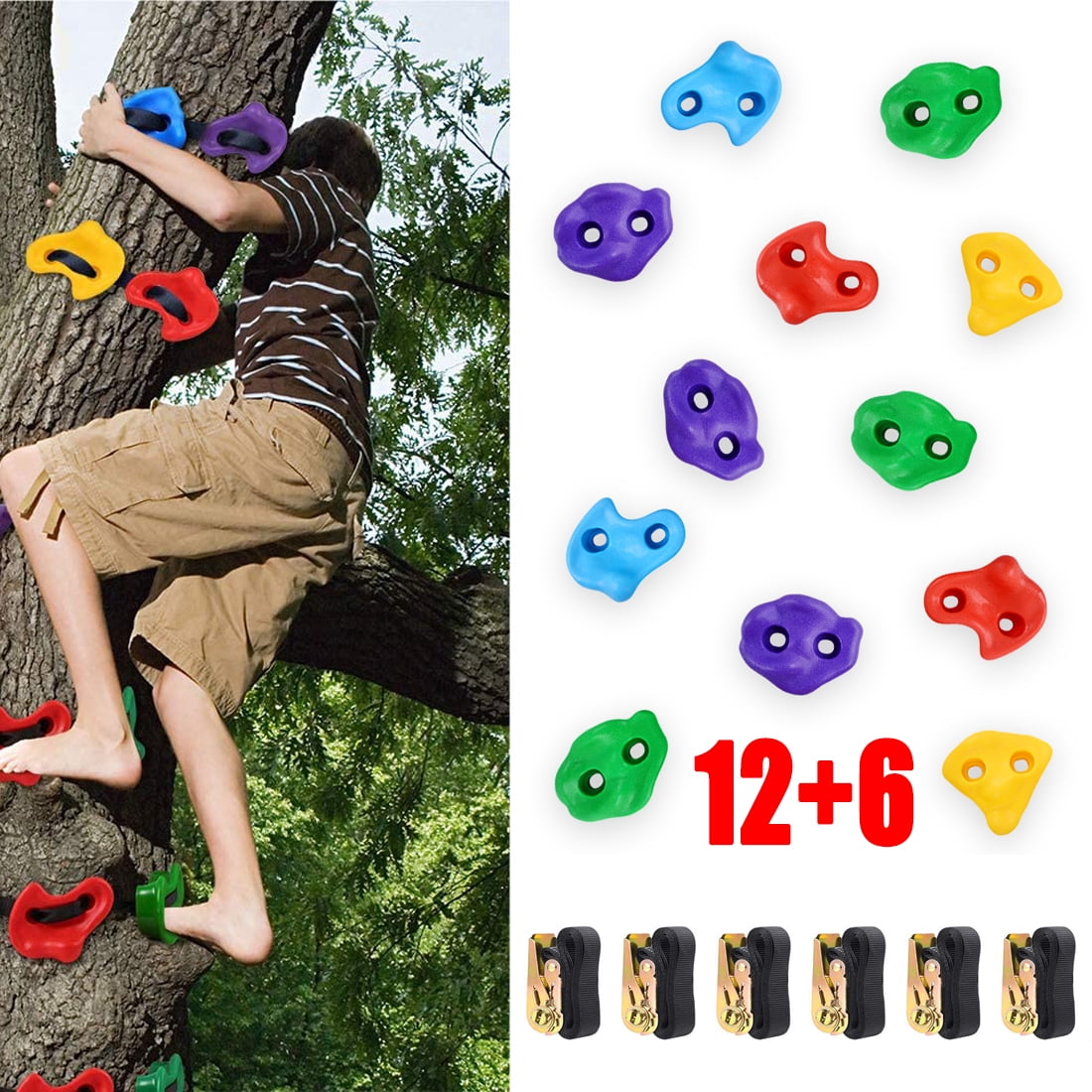 BRIZI LIVING 12 Pcs Tree Climbing Holds, Rock Climbing Holds for Kids ...