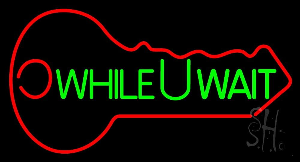 While You Wait Key Logo LED Neon Sign 20" Tall x 37" Wide - inches ...