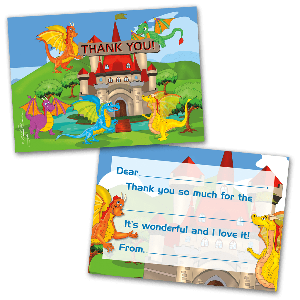 Dragons Thank You Cards for Kids, 20 Notes & 20 Envelopes - Walmart.com