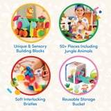 Battat Bristle Blocks Jungle Adventures 54 Plastic Sensory Blocks ...