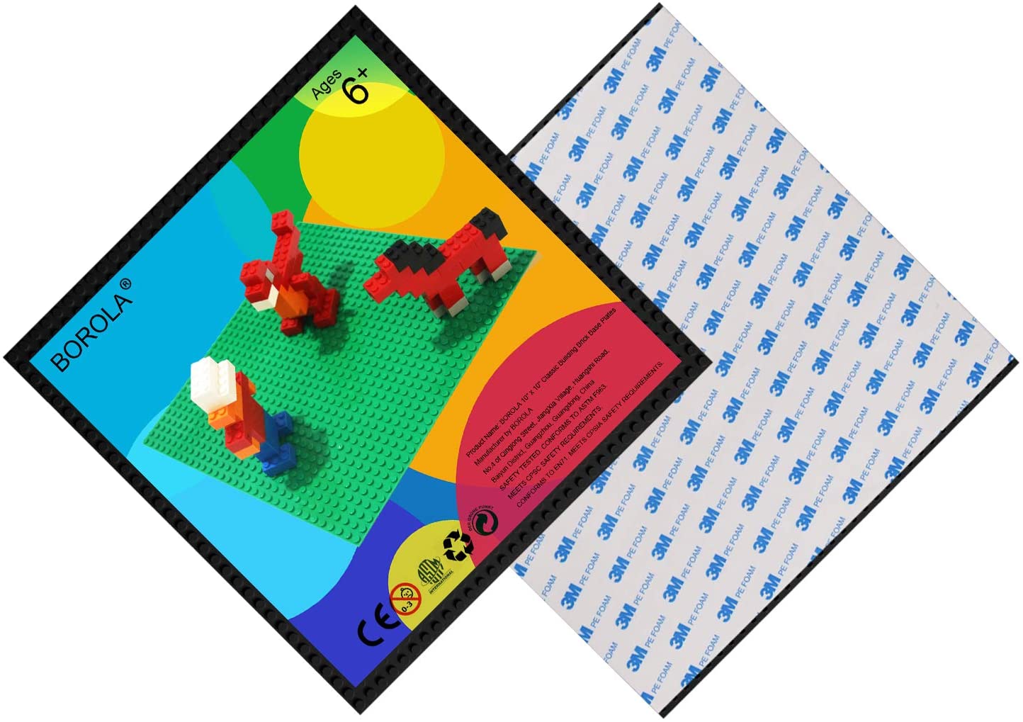 Peel and Stick Building Base Block Plate 10 x 10 in Variety Color ...