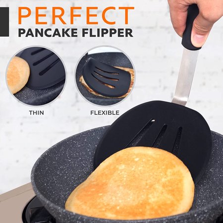 Pancake Spatula Silicone Turner For Nonstick Cookware, Flexible Extra ...