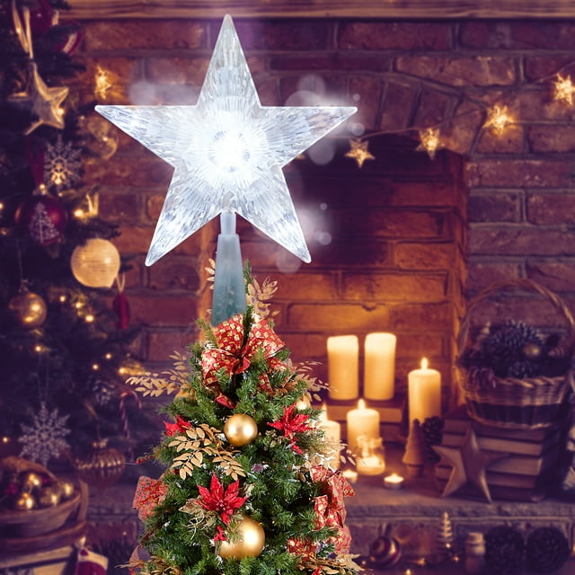MUMTOP Battery Operated Clear Star Plastic Christmas Tree Topper, 8.3 ...