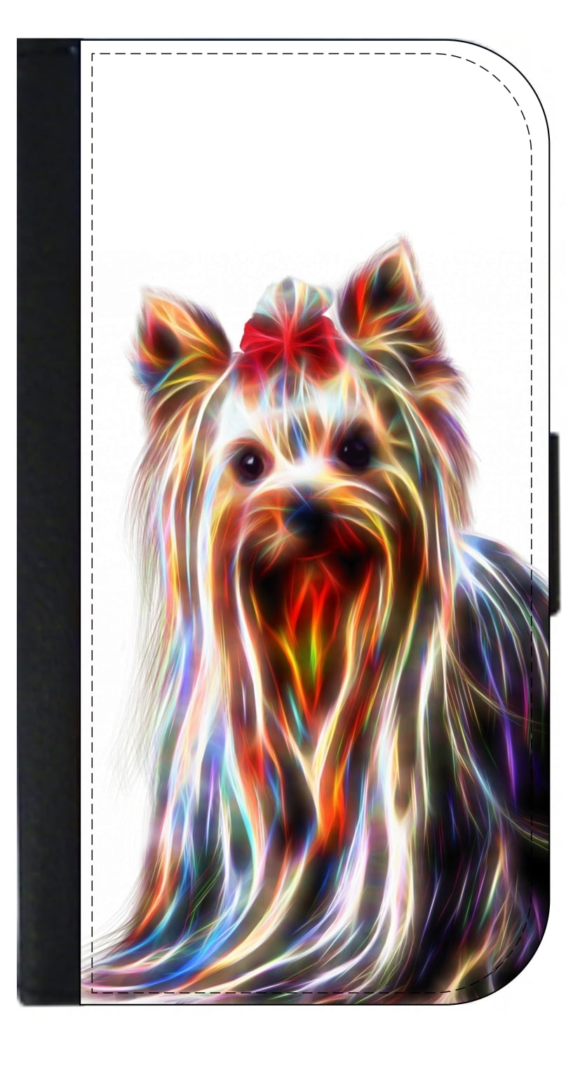 Fractal Yorkie - Wallet Style Cell Phone Case with 2 Card Slots and a ...