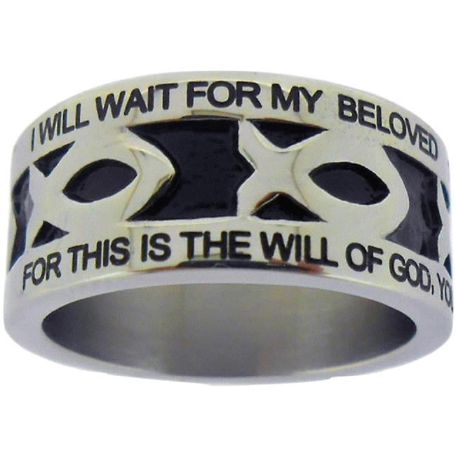 Solid Rock Jewelry 198470 Stainless Steel Silver Ring, Purity Ichthus ...