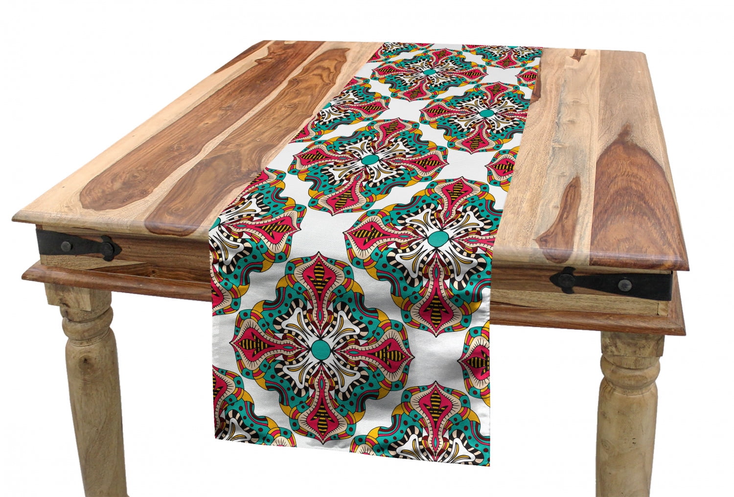 Colorful Table Runner, Exotic Floral Motifs Rich in Colors with Native ...