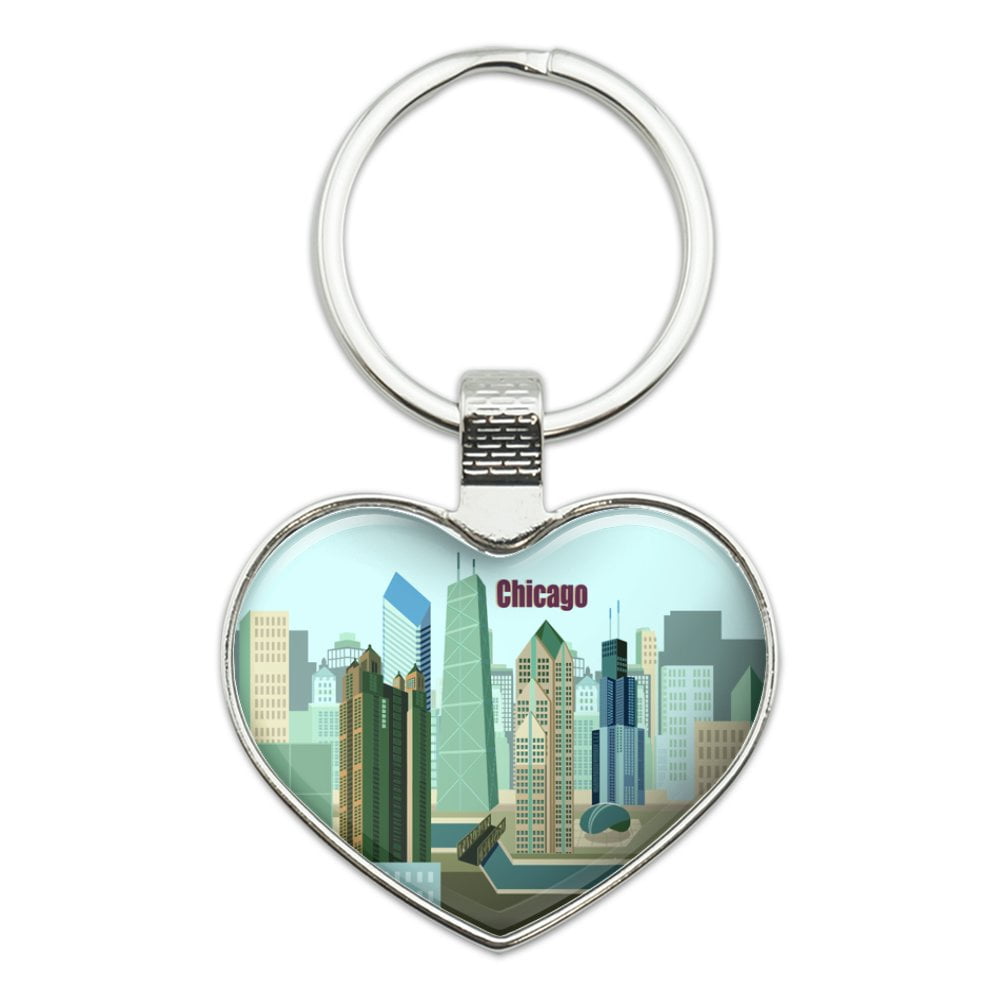 Chicago Hancock Building Willis Tower Cloud Gate Bean Keychain Heart ...