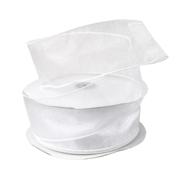 Sheer Organza Wired Ribbon, 2-1/2-inch, 50-yard, White - Walmart.com