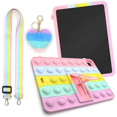 3d Dimple Pop Fidget Toy Tablet Case For Ipad With Pendant-Rainbow Pink ...