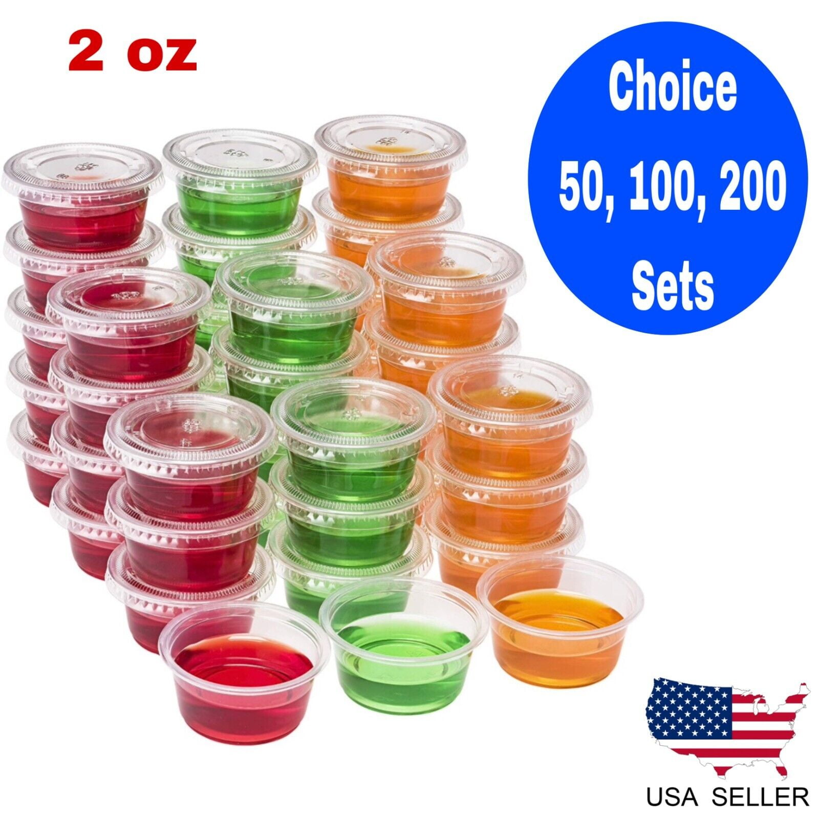 2 oz Plastic Clear Disposable Portion Cups Sauce Souffle Cup With Lids ...