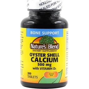 Nature's Blend Oyster Shell Calcium 500 mg, Vitamin D3 400 IU, 200 Tabs ...