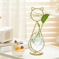 Cat Shaped Wrought Iron Flower Vase, Hydroponic Glass Planter and Home ...