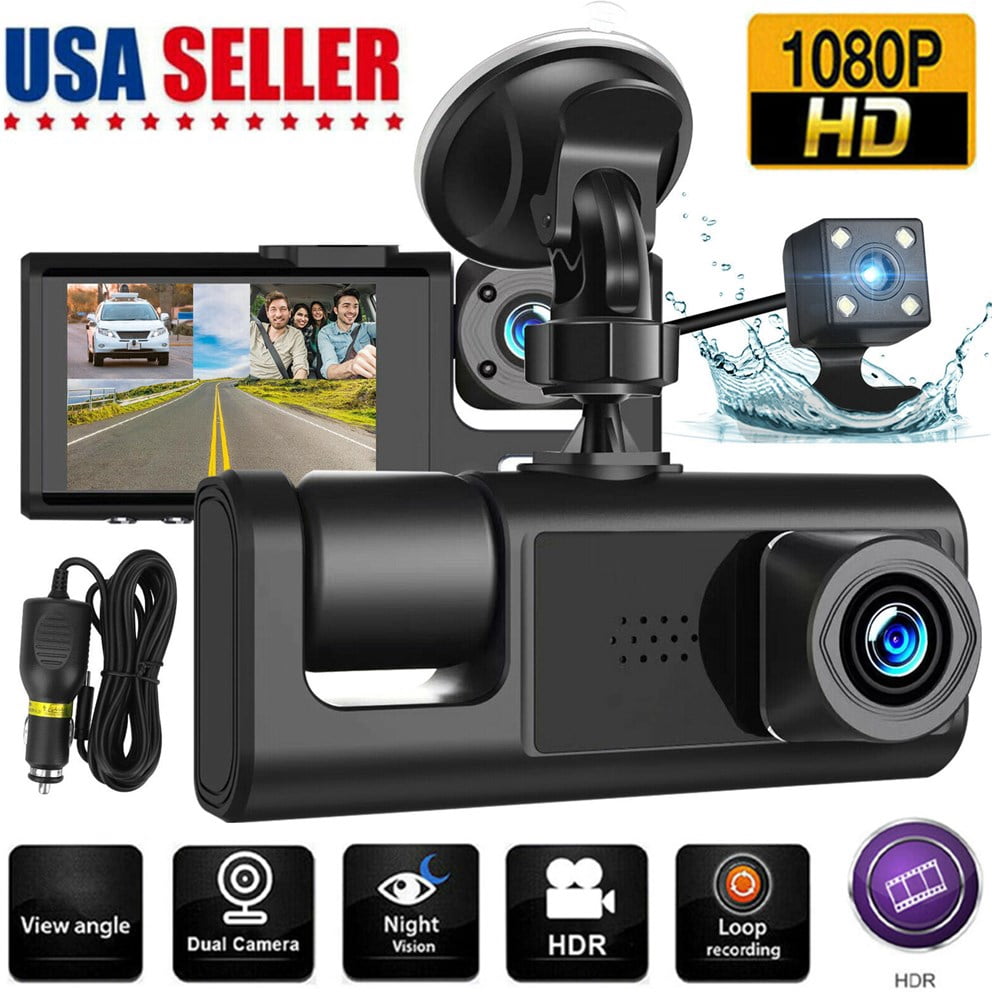 1080P HD Car Dual Lens Dash Cam Front Rear Inside Video Recorder Camera ...