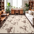 Abstract Cowboy Horse Area Rug, Vintage Beige Background Western Non ...
