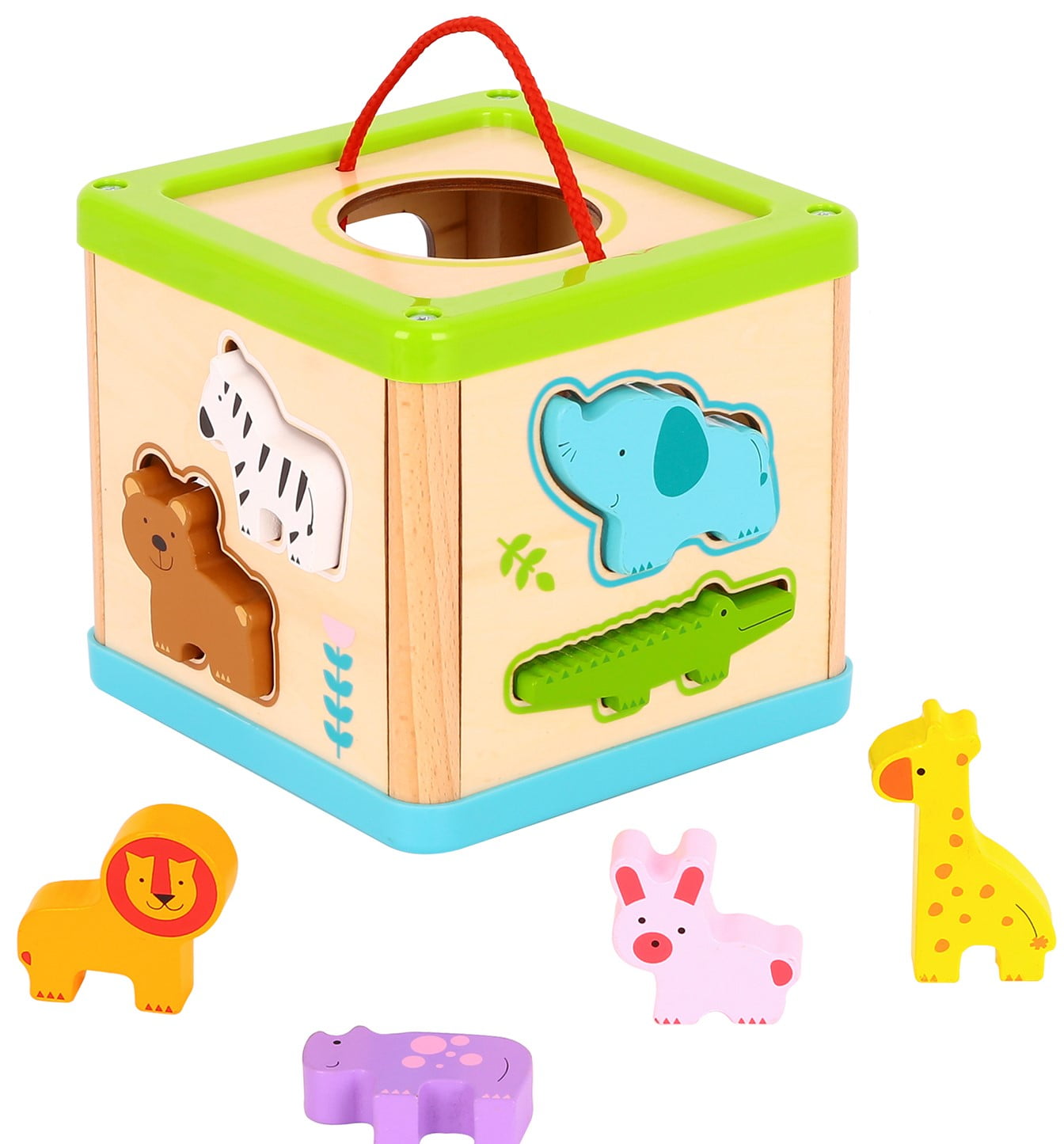 TOOKYLAND Wooden Shape Sorting Cube - Sorter Box Educational Toy, Ages ...