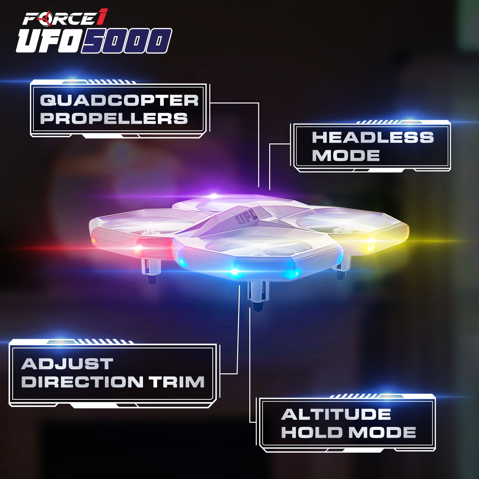 Force1 UFO 5000 Mini Drone for Kids ー LED Remote Control Drone Flying ...