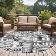 Black Abstract Art Round Rugs for Living Room 7ft Classical World ...