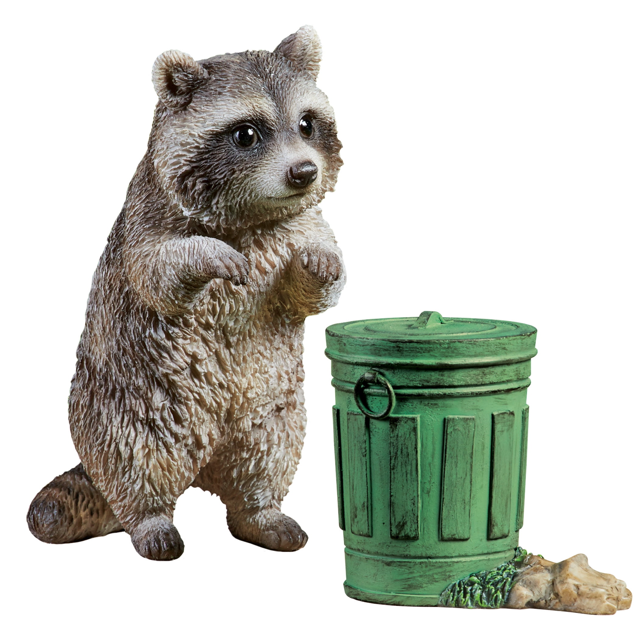 Raccoon with Trash Can - 2 Piece Set Decorative Figurine - Resin - High ...