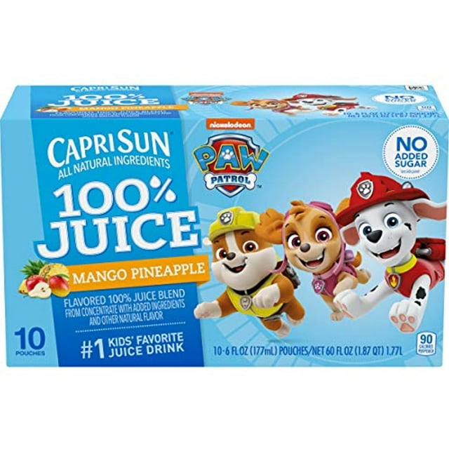 Capri Sun 100% Juice Paw Patrol Mango Pineapple Naturally Flavored Kids ...
