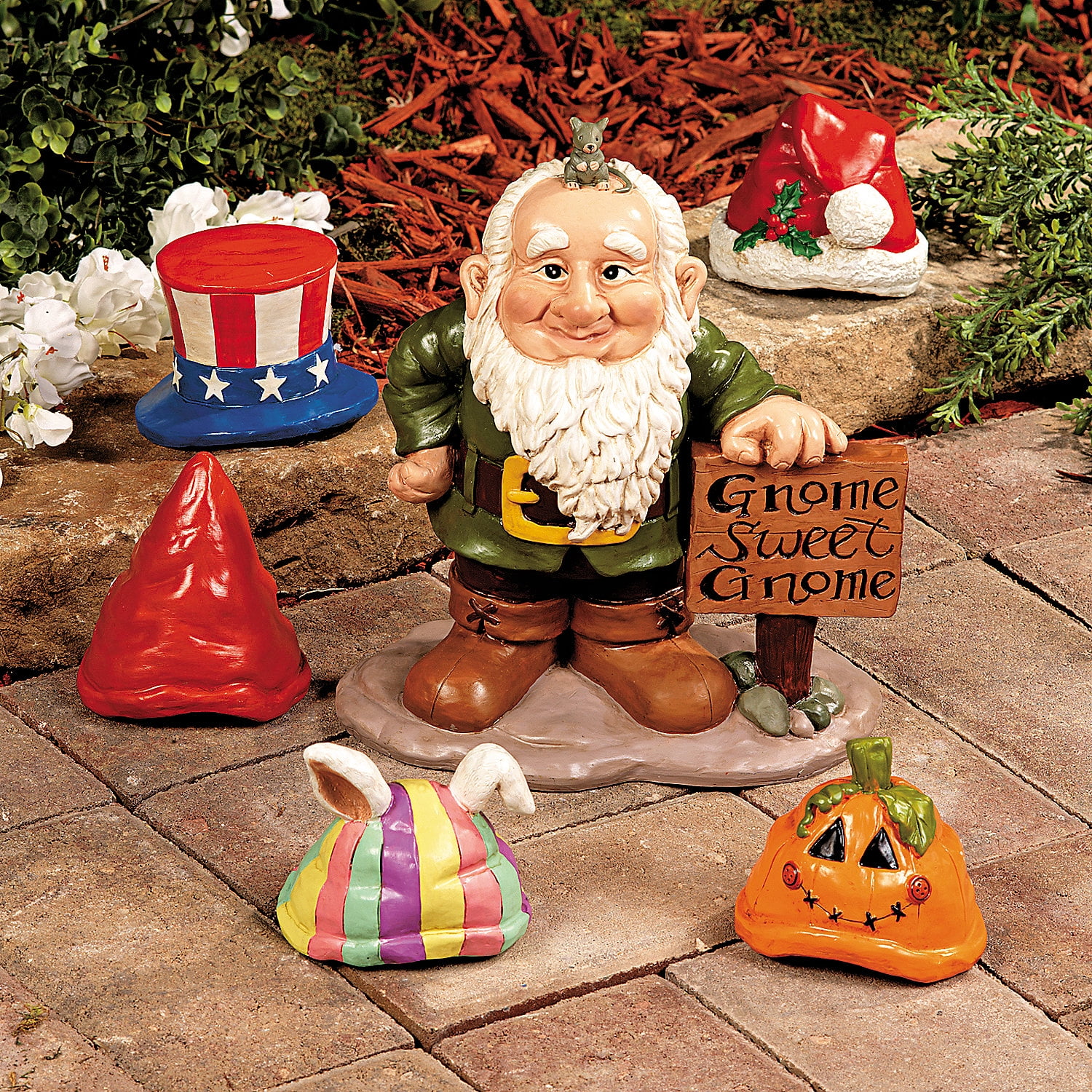 Gnome Greeter with Hats, Garden Accents, Funny Gifts, 6 Piece Set ...