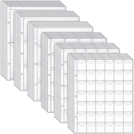 30 Pieces Coin Collector Binder Sheets Coin Plastic Pocket Coin Page ...