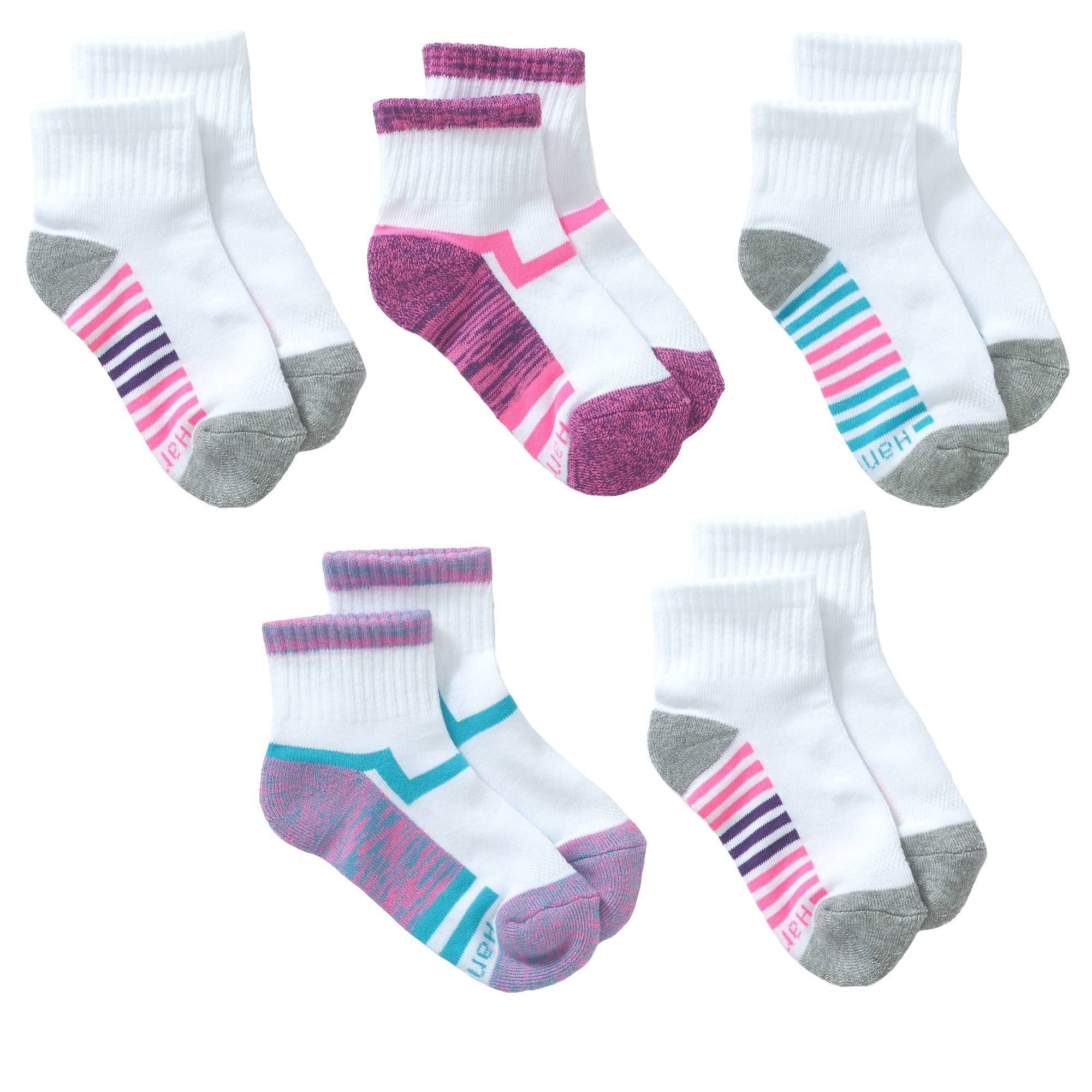 Hanes Girls Socks, 4 + 1 Bonus Pack Athletic Sport (Little Girls & Big ...